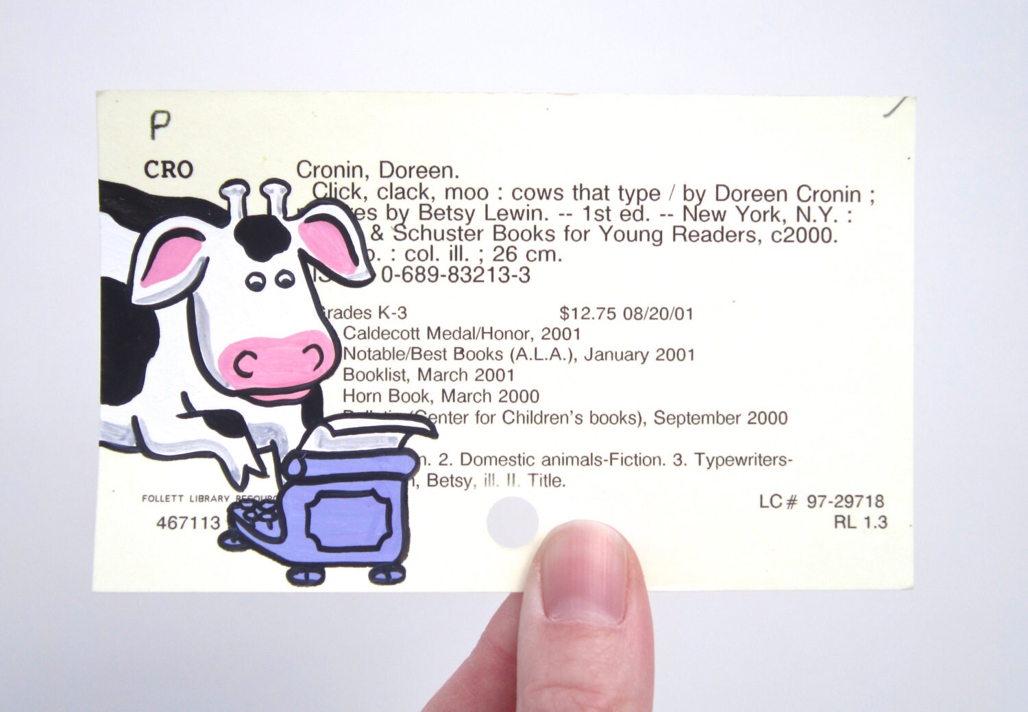 Click Clack Moo Library Card Art - Print of My Painting of a Cow and ...