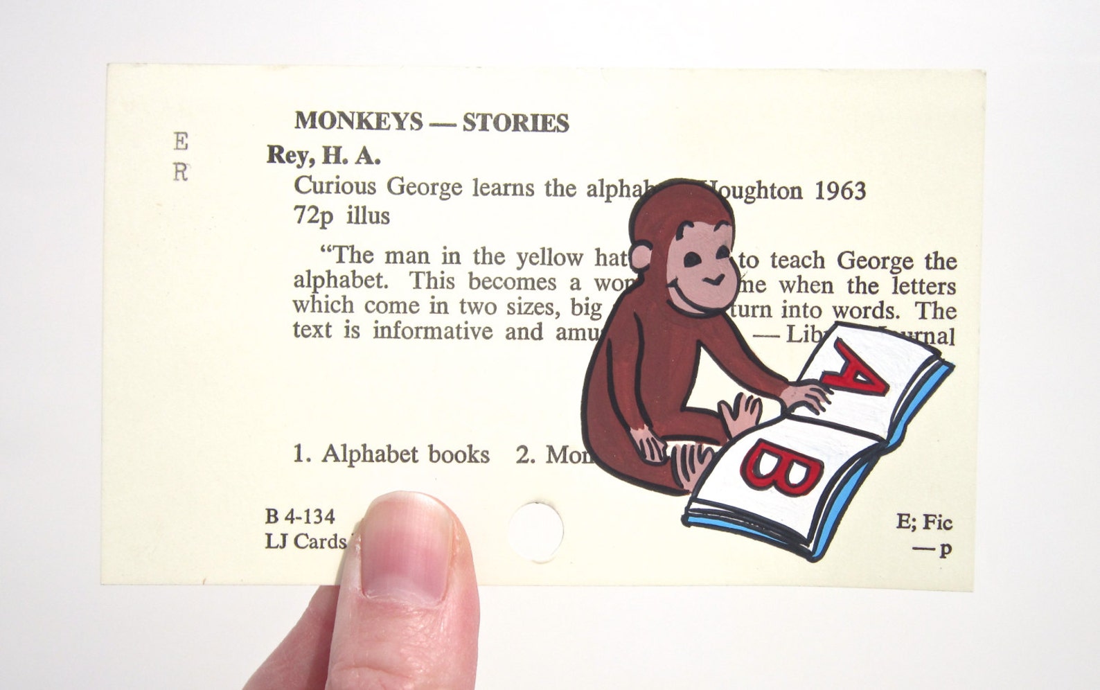 Curious George Library Card Art Print of My Painting of - Etsy