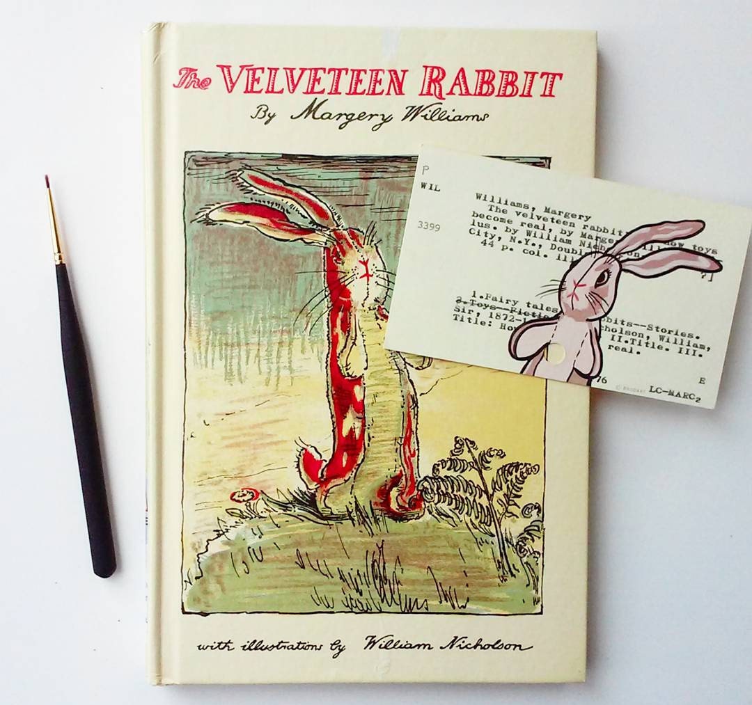 Velveteen Rabbit Library Card Art Print of my painting of | Etsy