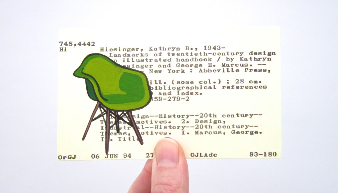 Eames Chair Library Card Art - Print of Painting of Green Eames Chair ...