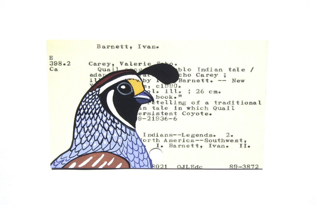 Quail Library Card Art - Print of My Painting of a Quail on Library ...