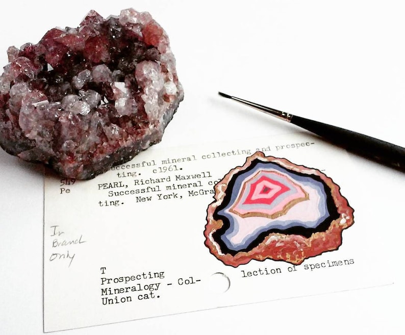 Agate on Library Card Print of agate painted on library card | Etsy