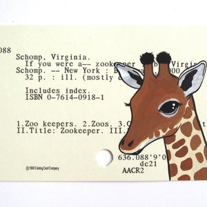 Giraffe Library Card Art - Print of My Painting of a Giraffe on a ...