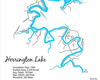Kentucky lake map | Etsy