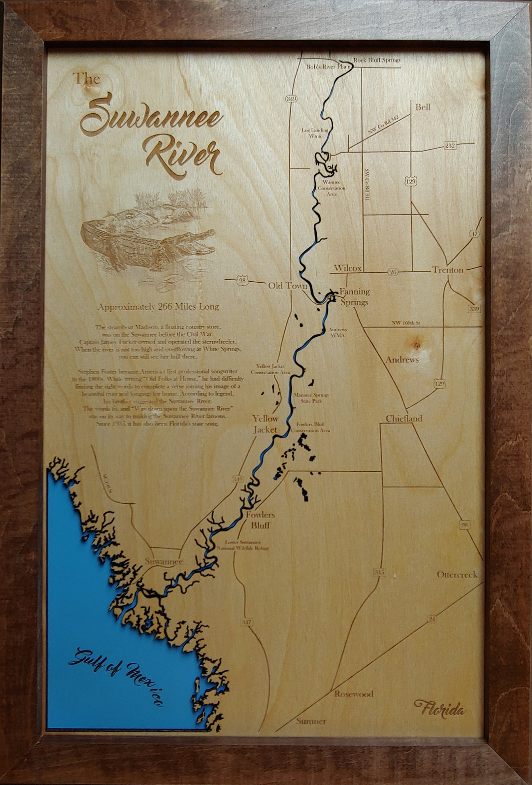 Suwannee River in Georgia and Florida - Precision Laser Cut/engraved ...