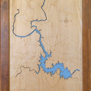 Lake LBJ, Texas - Precision Laser Cut/engraved Wood Map - Etsy
