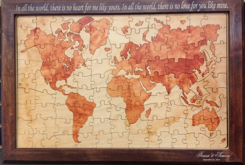 Wedding Guest Book Alternative Signing Puzzle World Map Design - Etsy