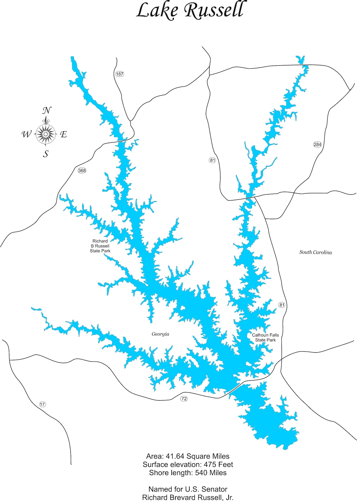 Lake Russell Georgia Precision Laser Cut/engraved Wood Map - Etsy