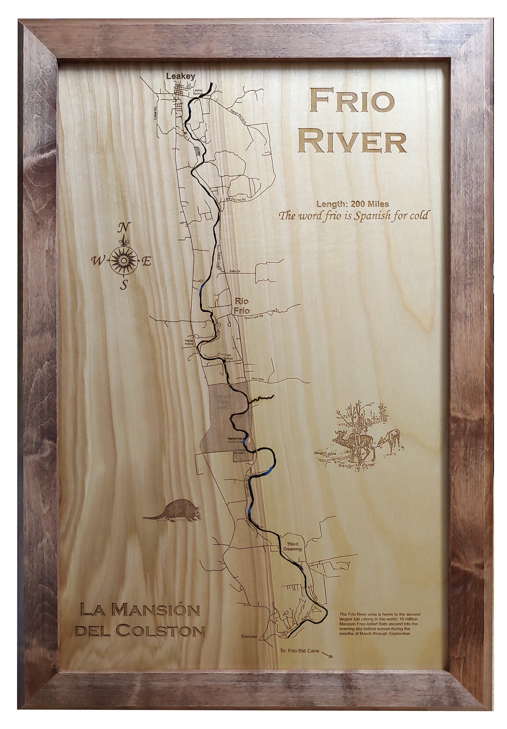 Frio River in Texas - Precision Laser Cut/engraved Wood Map - Etsy