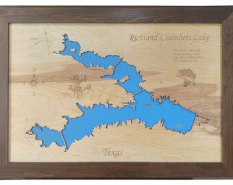 Laser Cut Map of Richland Chambers Reservoir - Etsy
