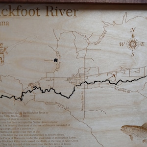 Blackfoot River in Montana Precision Laser Cut/engraved Wood Map - Etsy