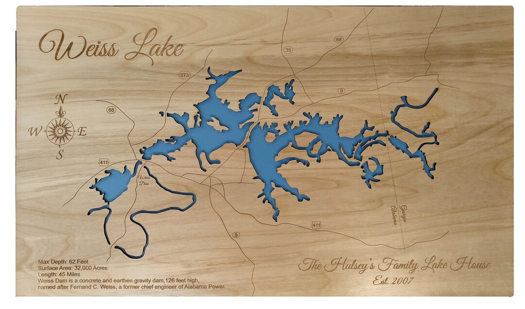 Weiss Lake in Cherokee County, Alabama and Floyd County, Georgia Wood ...