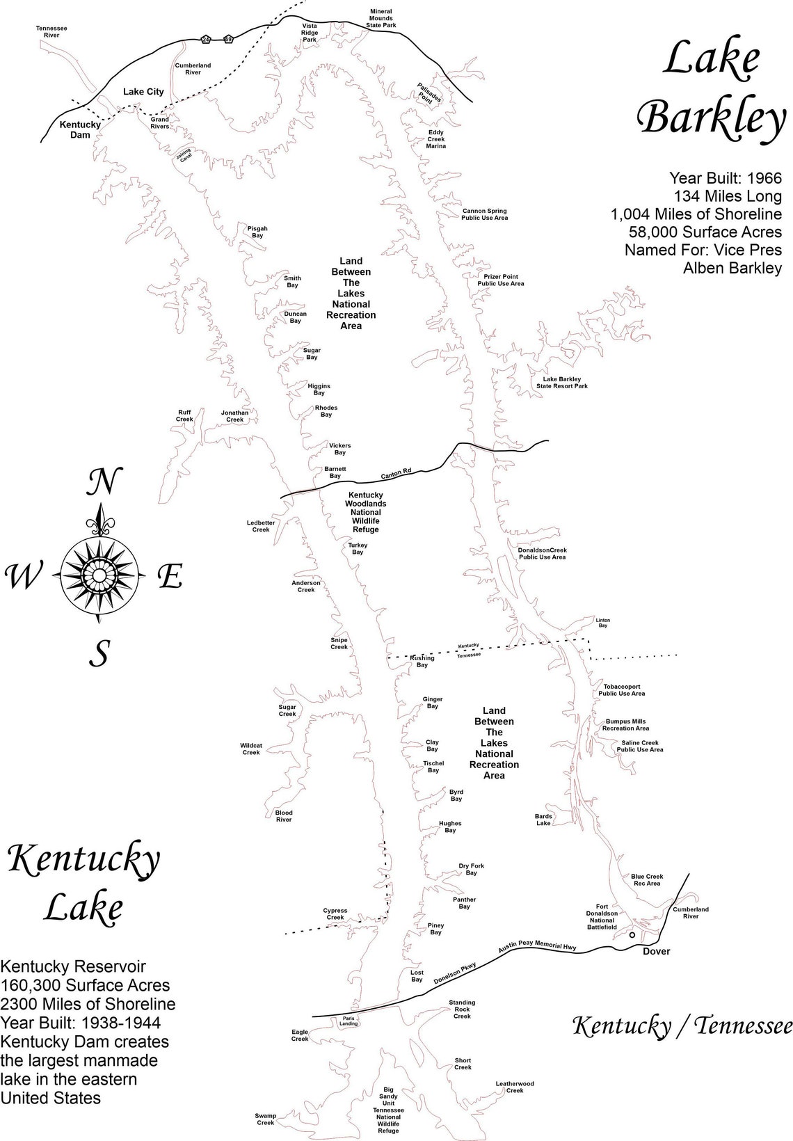 Lake Barkley, KY and Kentucky Lake, TN - Precision Laser Cut/engraved ...