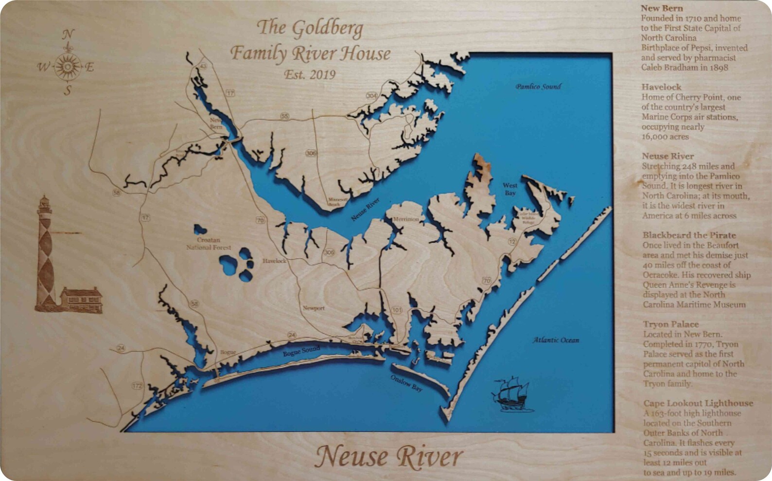 Neuse River, North Carolina - Precision Laser Cut/engraved Wood Map - Etsy
