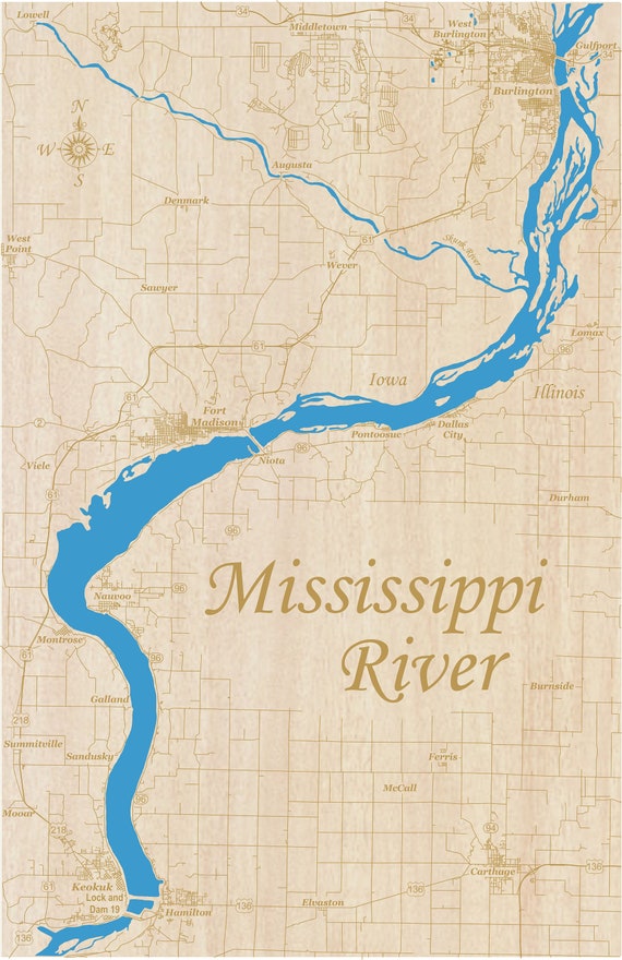 Custom Map of Pool 19 of the Mississippi River Wood Laser Cut - Etsy