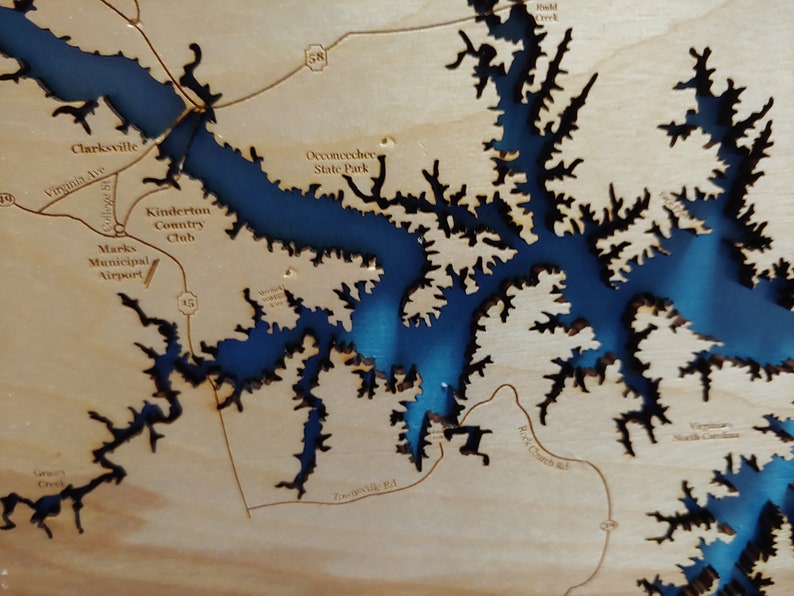 Buggs Island Lake in Virginia and North Carolina Wood Laser - Etsy
