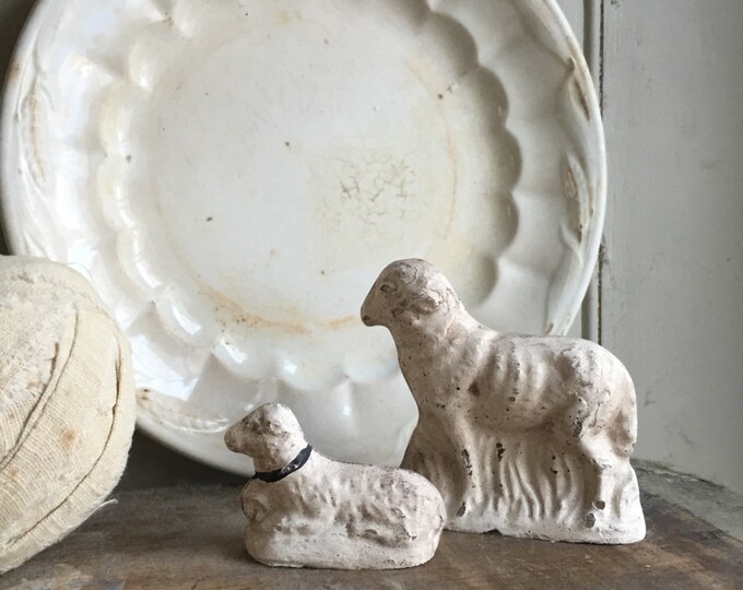 Primitive Chalkware Sheep Set of Two - Etsy