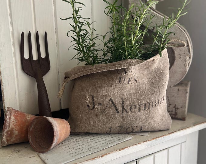Antique Grainsack Pocket~ Primitive Wall Pocket/ Primitive Pouch ...