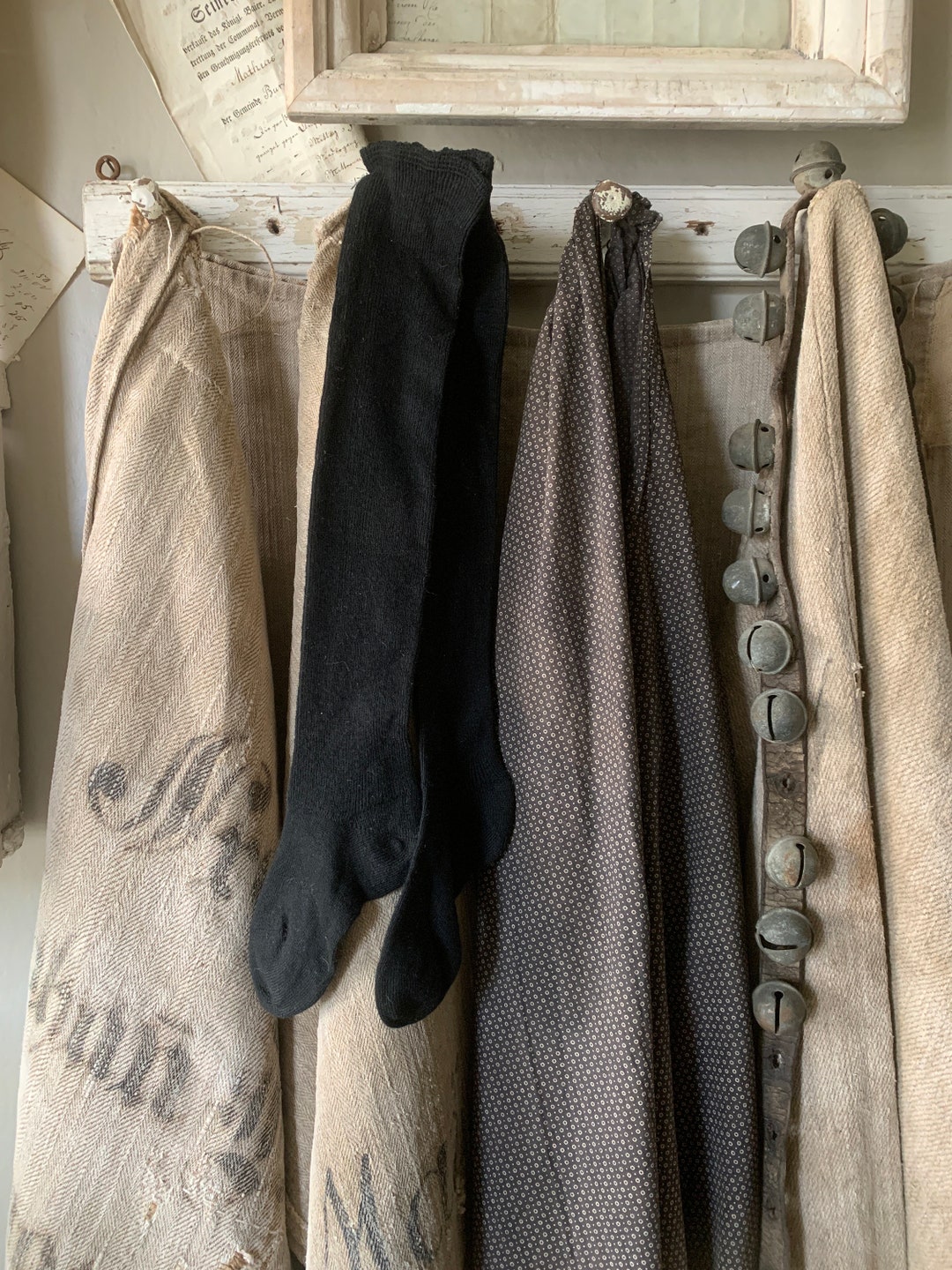 Vintage Stockings/ Early Style Socks/ Black/woolen - Etsy