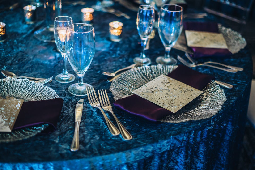 Navy Velvet, Blue, Dusty Tablecloths, Nautical, Overlays, 1DAYFREESHIP ...