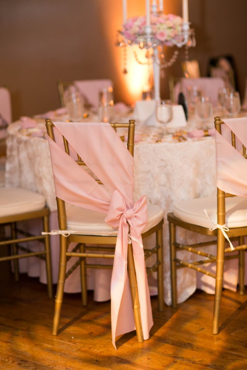 Blush Pastel Pink Sashes, Pews, Chair Ties, Chiavari sash, Boho boda ...