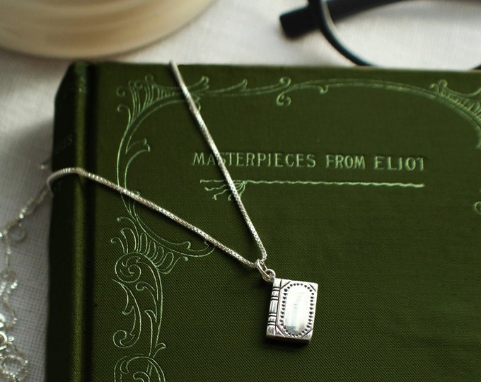 Sterling Silver Book Charm, Book Lover Charm, Gift for Bookworm ...