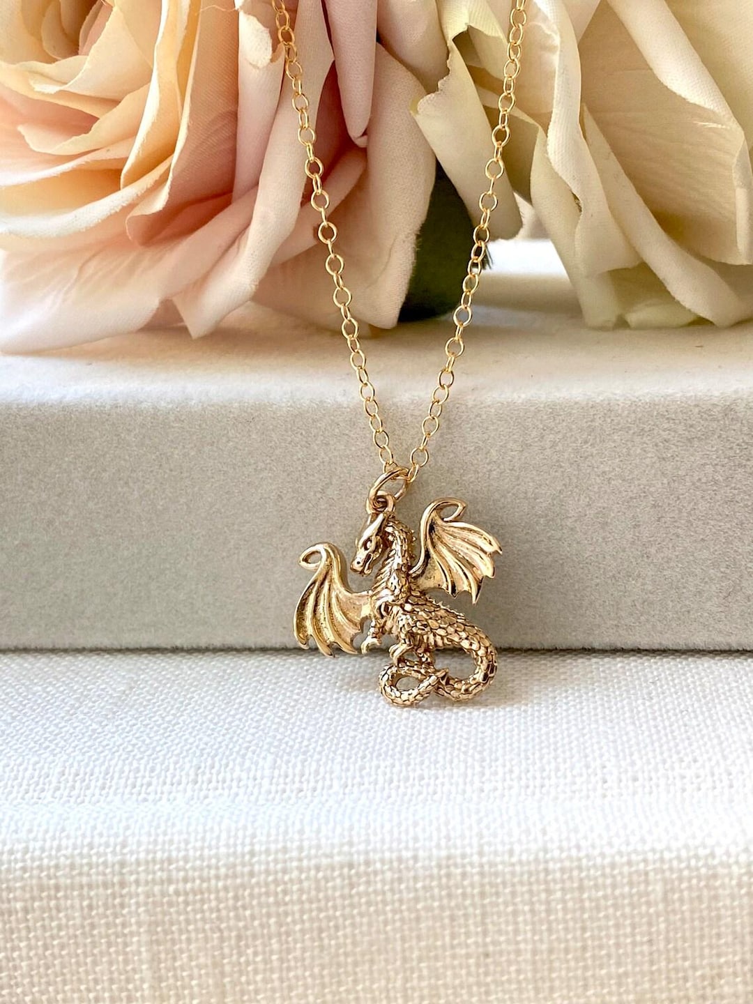 Gold Filled Dragon Pendant Necklace: Guardian Jewelry - Etsy