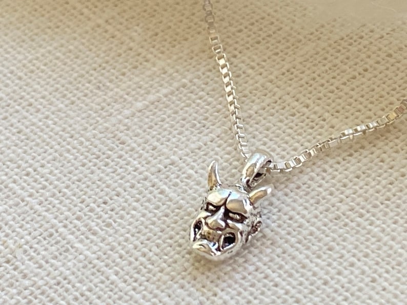 Sterling Silver Kabuki Oni Mask Necklace, Japanese Theater Jewelry - Etsy