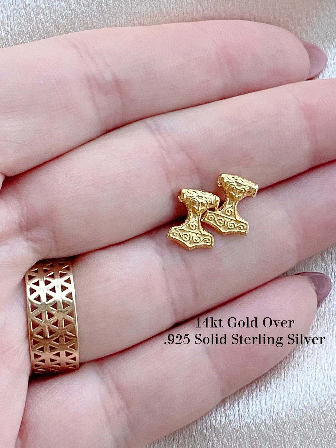 Tiny Thors Hammer Gold or Sterling Silver Stud or Dangle Earrings ...