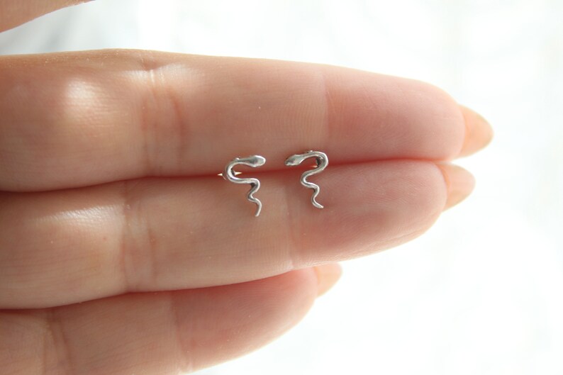 Teeny Tiny Snake Earrings in Sterling Silver. Snake Jewelry - Etsy