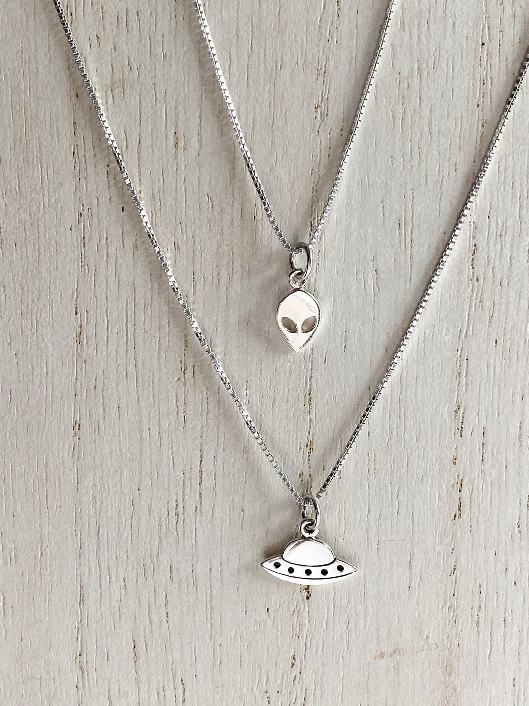 Sterling Silver Alien Necklace: Tiny UFO Jewelry, 'I Want to Believe ...