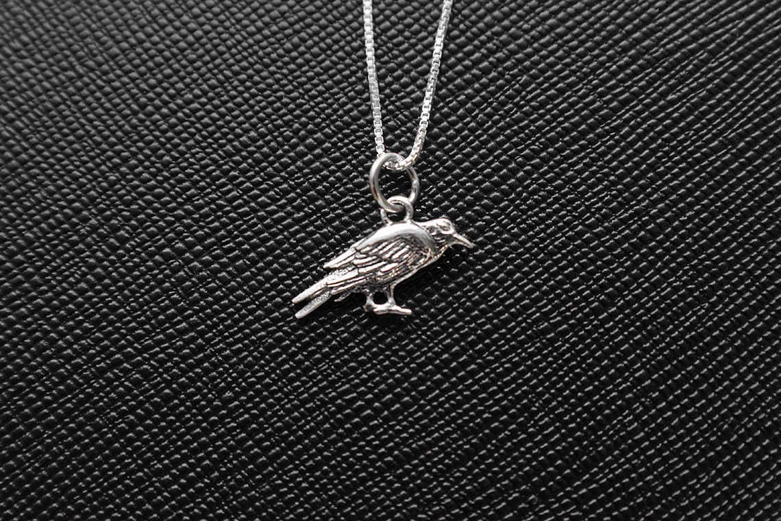 Tiny Raven Sterling Silver Necklace. Raven Jewelry Dainty | Etsy