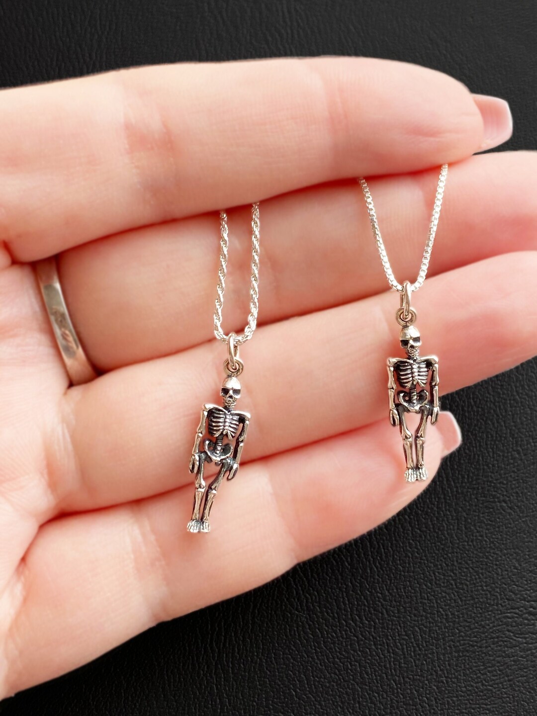 Small Sterling Silver Skeleton Necklace. Skeleton Jewelry, Gothic ...