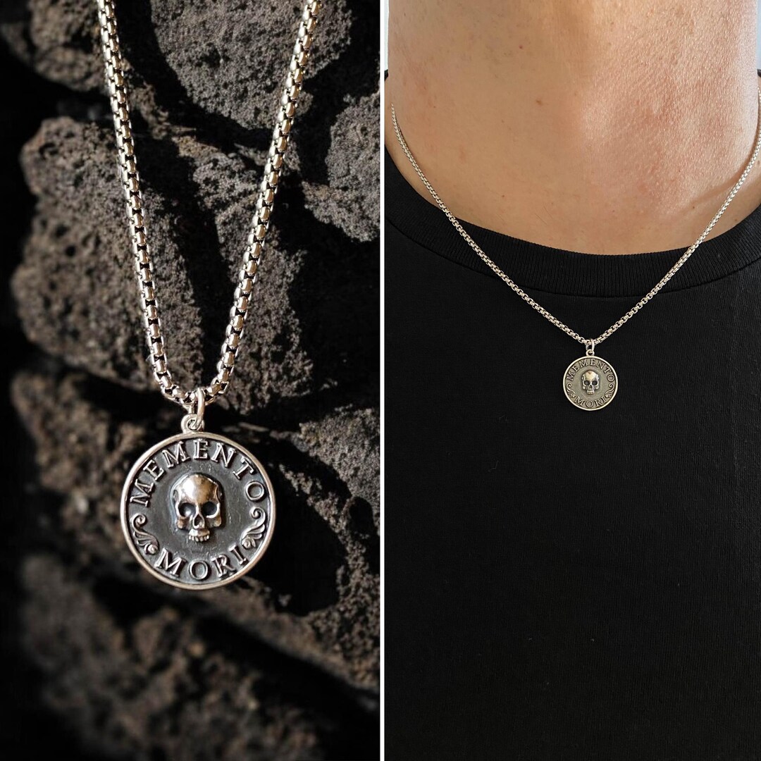 Memento Mori Skull Necklace: Sterling Silver Gothic Pendant, Stainless ...