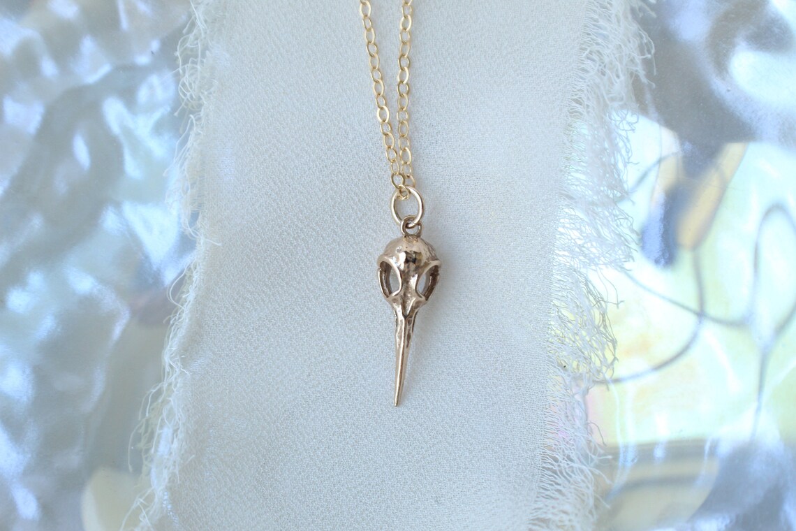 Gold Filled Hummingbird Skull Necklace - Bronze Gothic Jewelry - Etsy