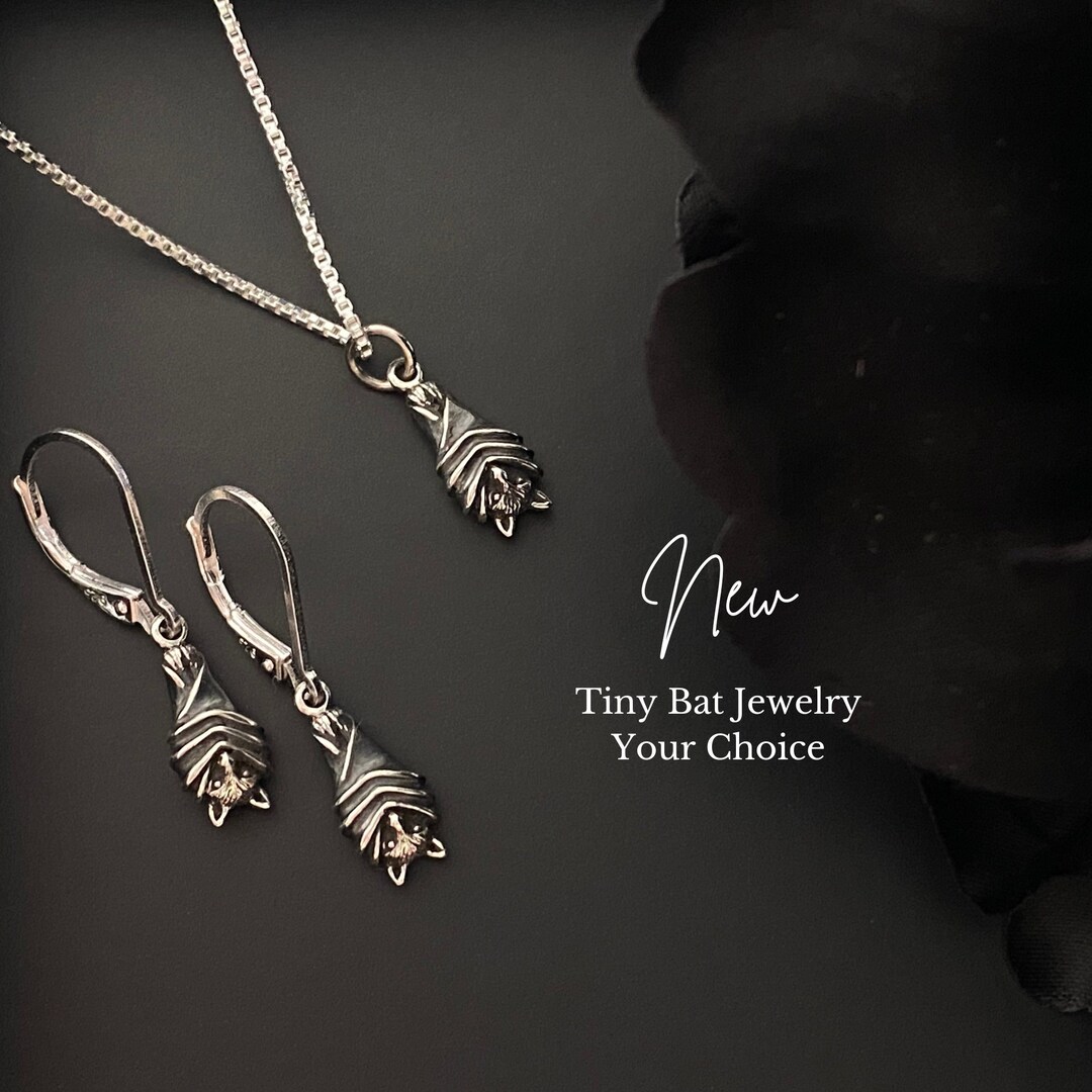 Sterling Silver Small Bat Necklace Chain Choice. Bat Jewelry, Fruit Bat ...