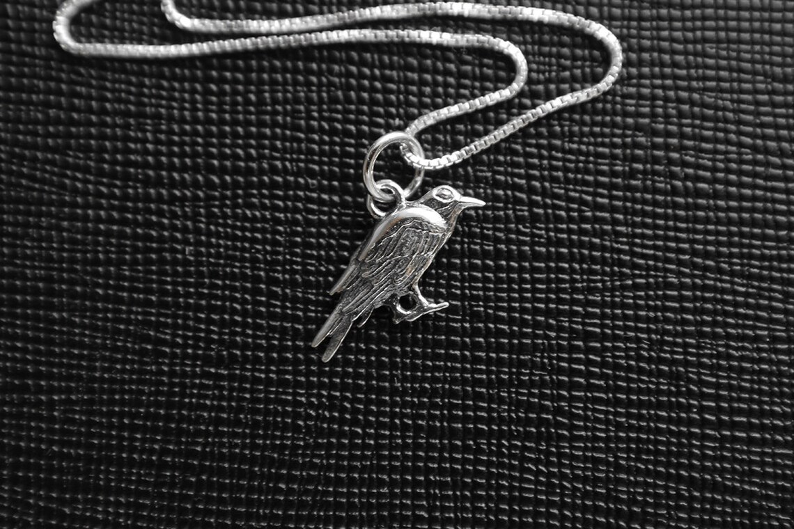 Tiny Raven Sterling Silver Necklace. Raven Jewelry Dainty | Etsy