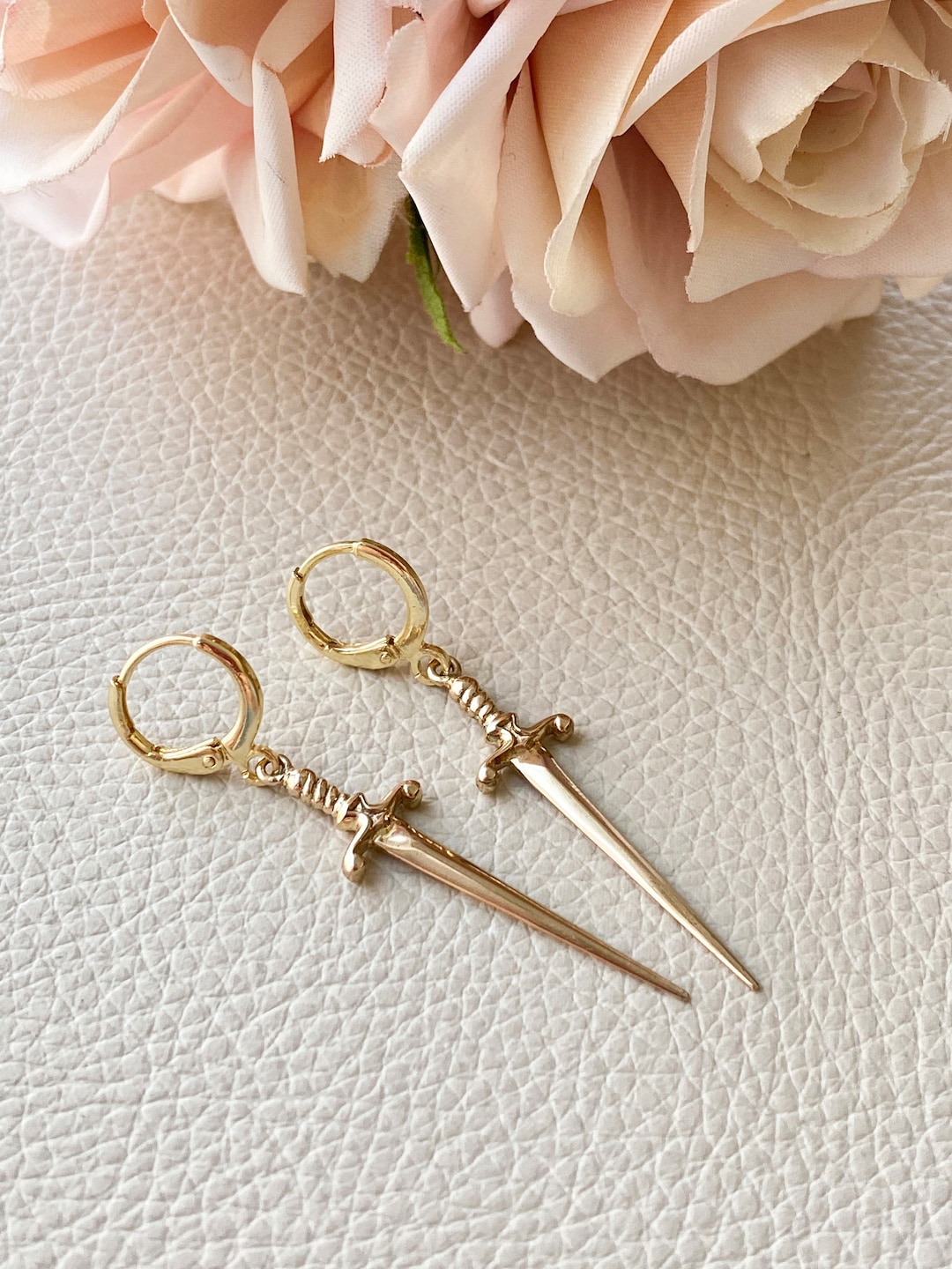 Gold Filled Sword Hoop Earrings: Gothic Blade Jewelry - Etsy