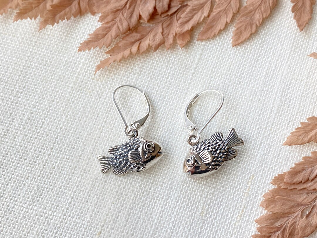 Sterling Silver Puffer Fish Lever Back Earrings, Ocean Jewelry, Marine ...