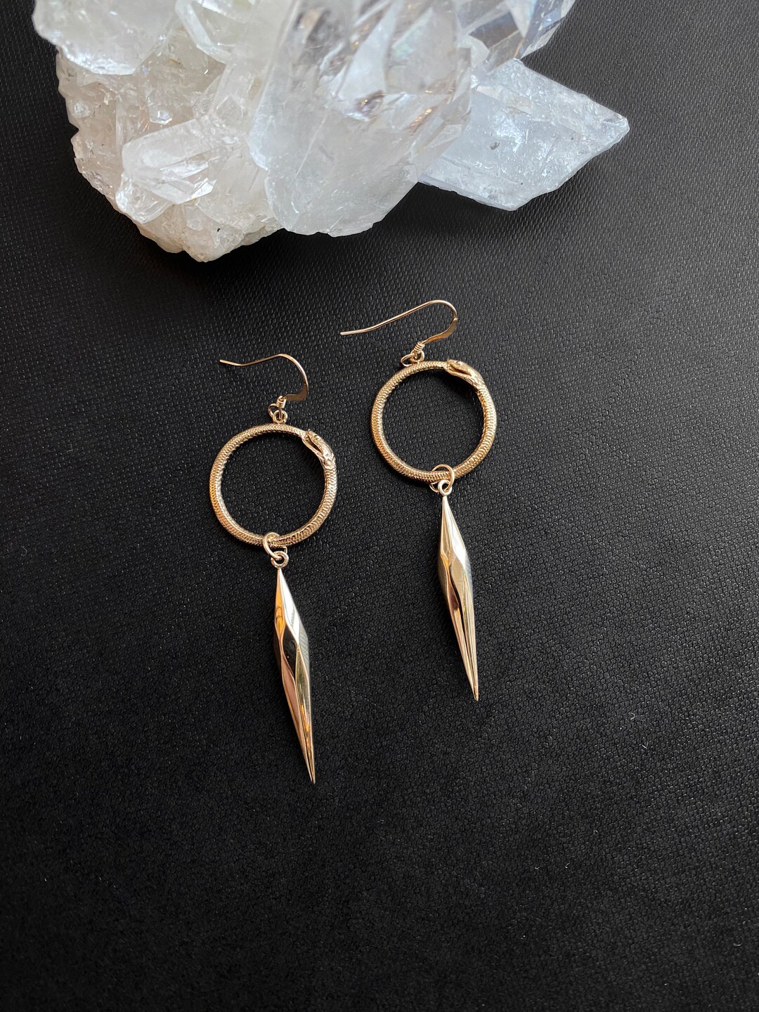 Gold Filled Ouroboros Snake With Spike Earrings, Ouroboros Jewelry ...