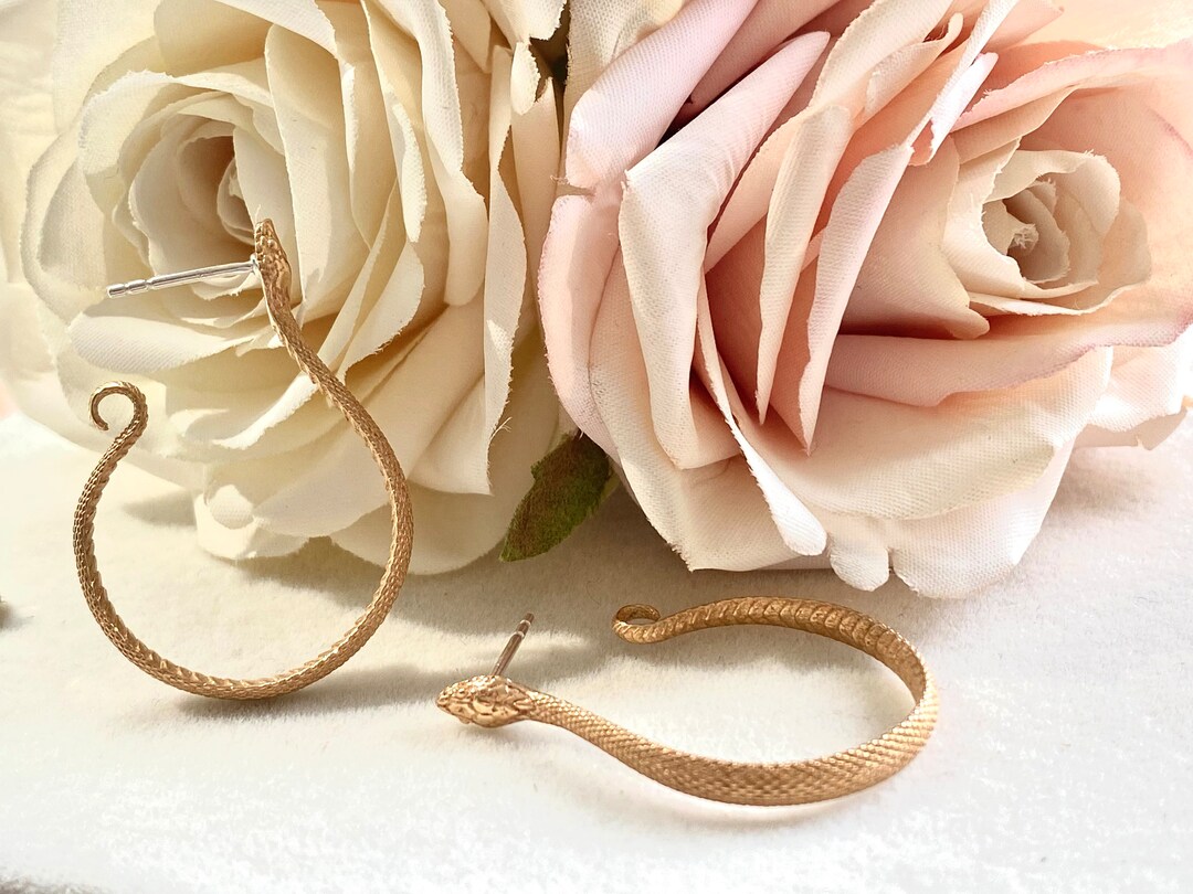 Gold Snake Hoop Earrings. Snake Jewelry, Reptilia Jewelry, Renewal ...