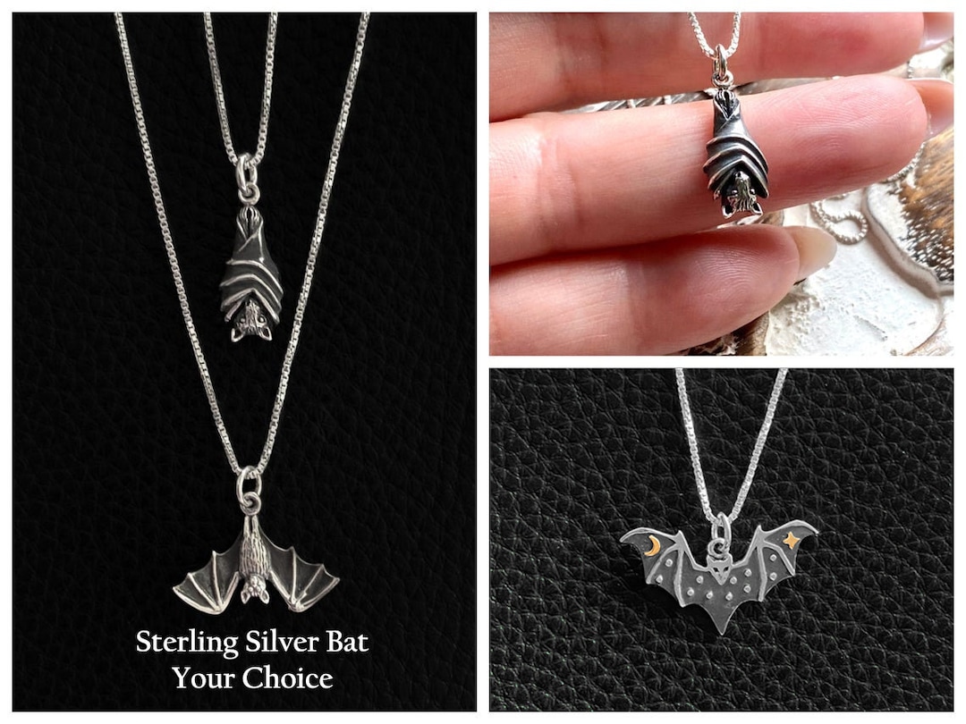 Sterling Silver or Gold Bat Necklace Your Choice. Bat Jewelry, Fruit ...