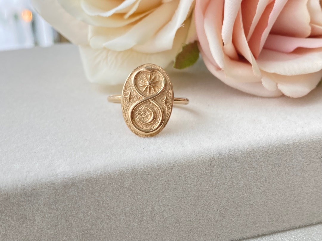 Gold Bronze Infinity Snake Ring. Ouroboros Jewelry, Infinity Ring ...