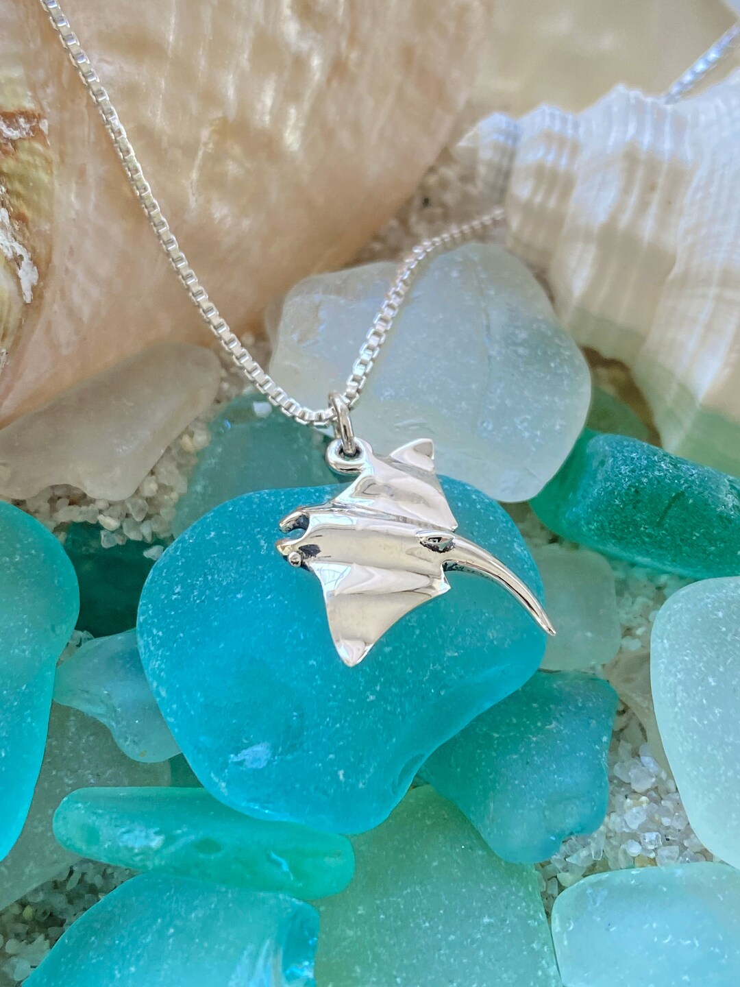 Sterling Silver Sting Ray Necklace. Sting Ray Jewelry, Ocean Necklace ...