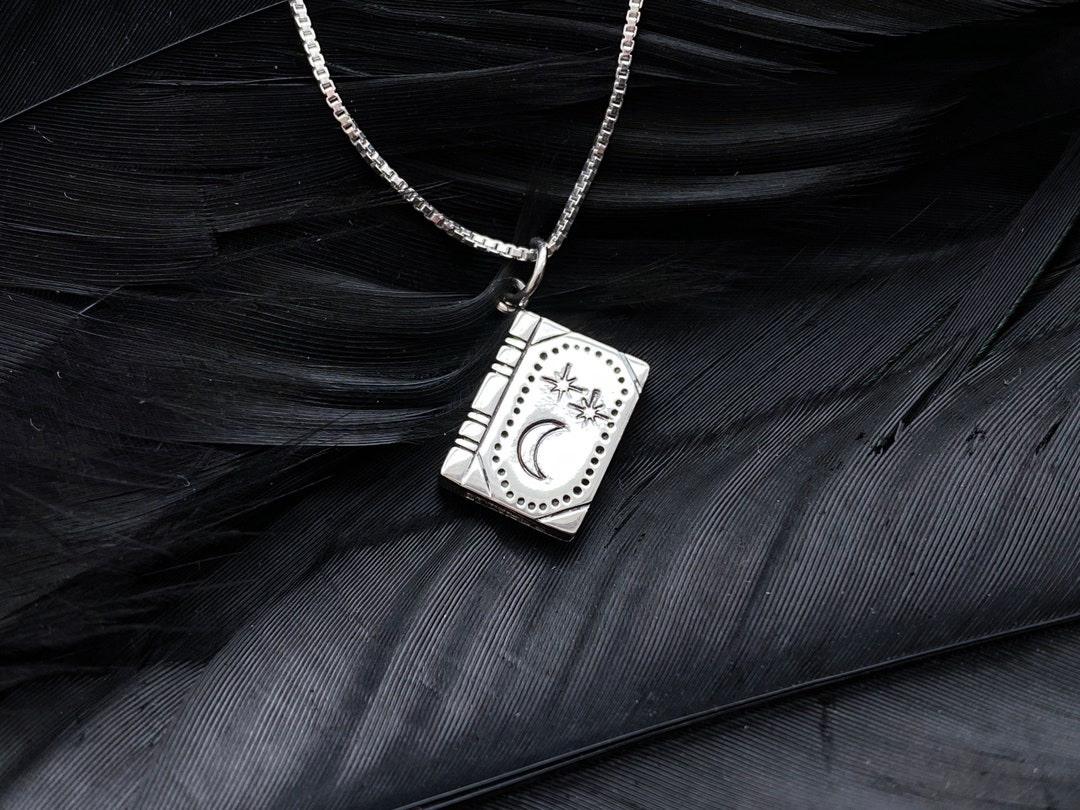 Sterling Silver Book of Spells Necklace: Moon & Stars Dream Journal - Etsy