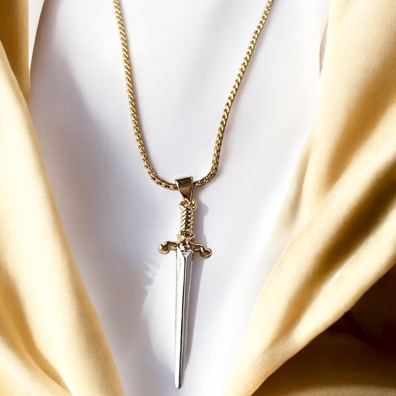 Two Toned Sword Necklace - Etsy