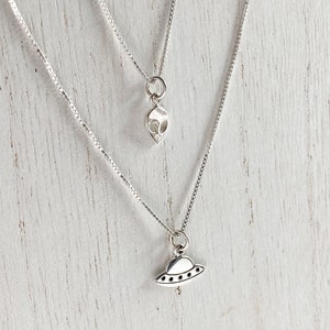 Tiny Sterling Silver X Files Alien or UFO Necklace.i Want to Believe ...