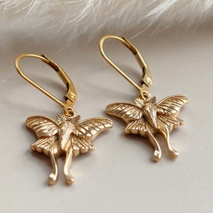 Gold Filled Tiny Luna Moth Lever Back Earrings. Luna Moth Jewelry, Bug ...