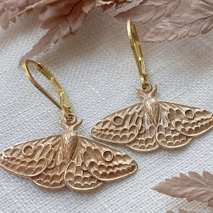 Gold Moth Lever Back Earrings. Insect Jewelry, Moth Jewelry, Nature ...