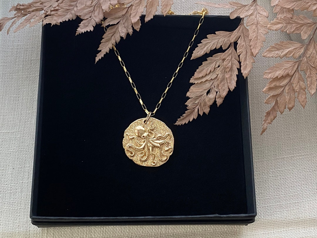14kt Gold Filled Octopus Coin Necklace: Ocean Life Jewelry - Etsy